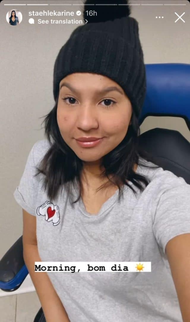 Barefaced Karine Martins wishes 90 Day Fiance fans a good day