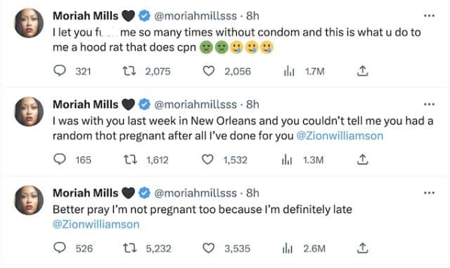 Moriah Mills claims she was intimate with Zion Williamson as NBA star ...